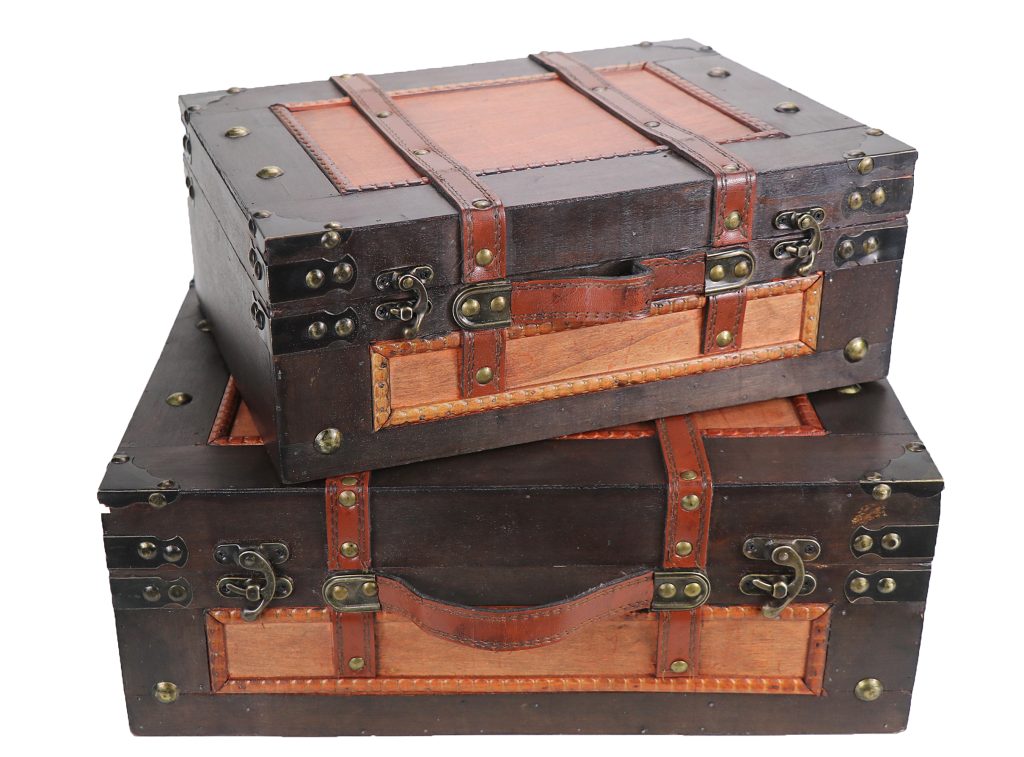 vintage wooden storage case storage trunk box - HARVEST